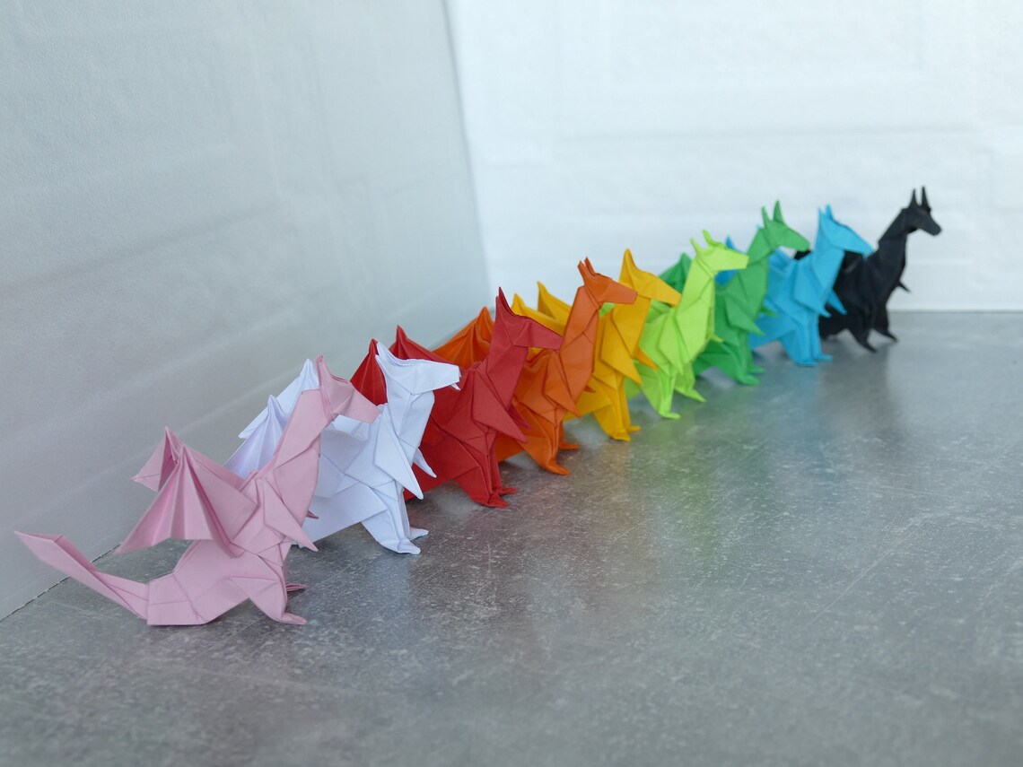 Handmade Red Origami Dragon Paper Dragon Decoration Fantasy - Etsy