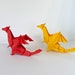 Handmade Red Origami Dragon, Paper Dragon Decoration, Fantasy Origami ...