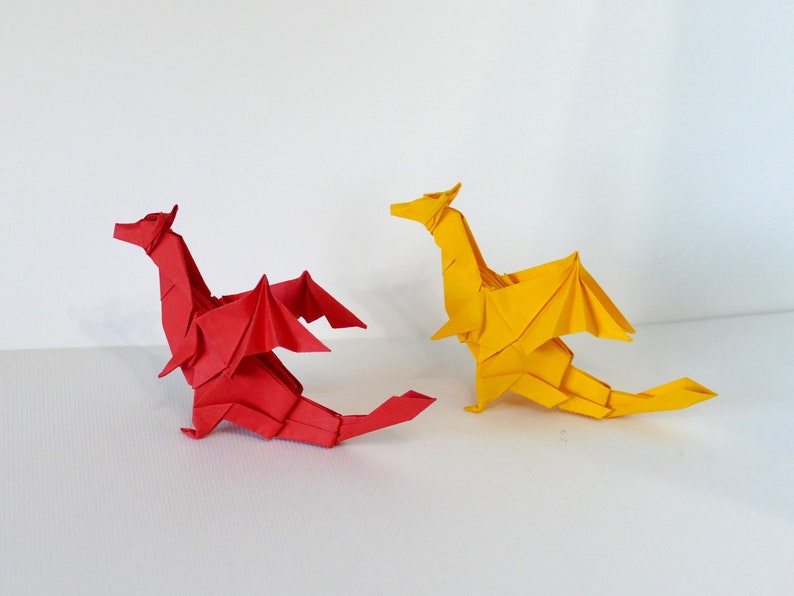 Handmade Red Origami Dragon Paper Dragon Decoration Fantasy - Etsy