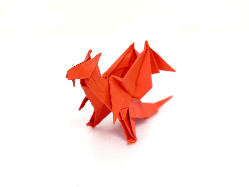 Handmade Red Paper Origami Dragon - Etsy