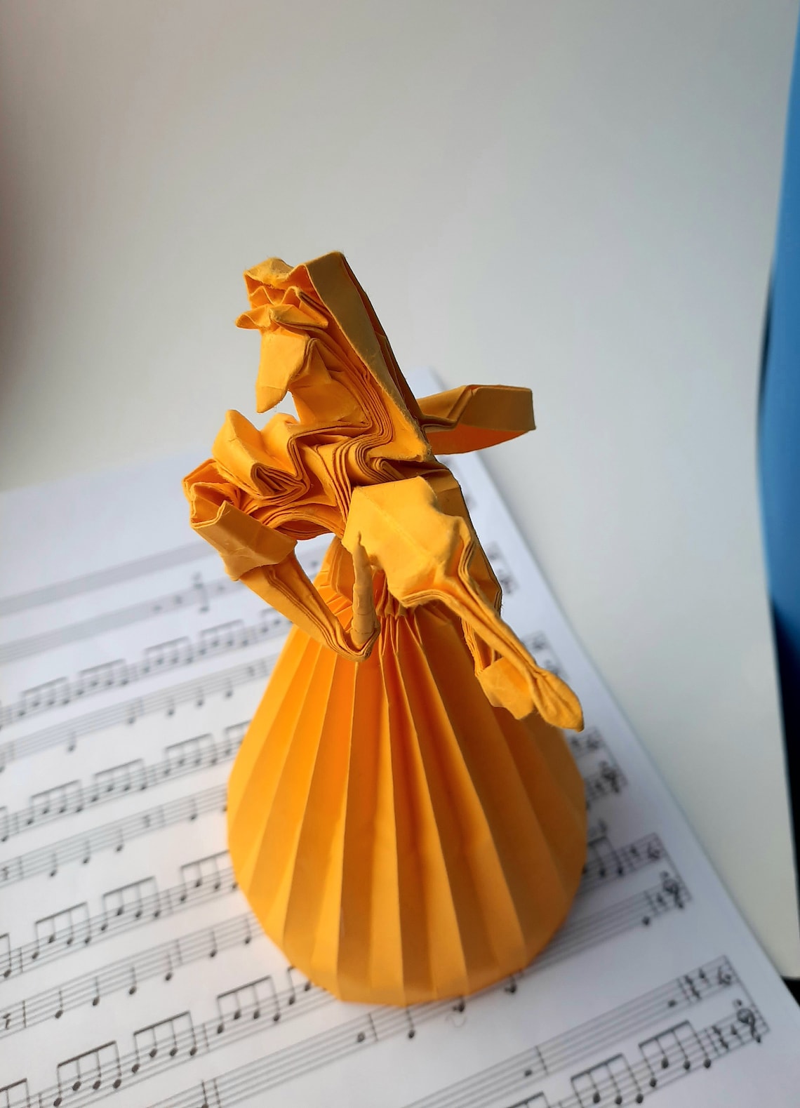 Origami Violinist Yellow Paper Best Gift | Etsy