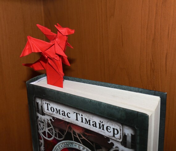 Bookmark Paper Origami Dragon Handmade Red Paper Bookmark | Etsy