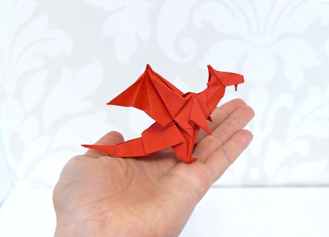 Handmade Red Paper Origami Dragon - Etsy