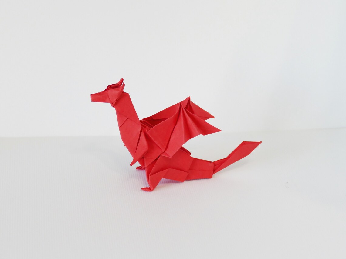 Dragon origami rouge fait main décoration de dragon de | Etsy