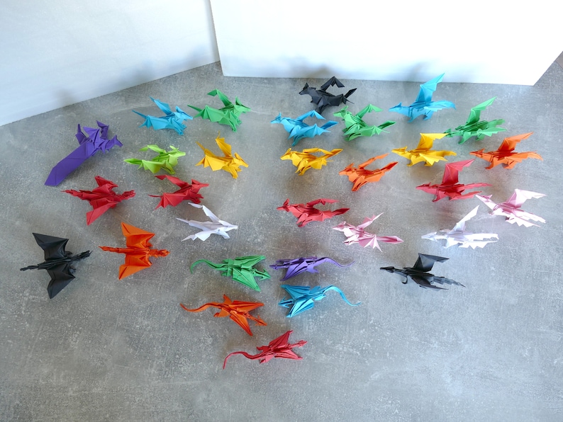 Handmade Red Origami Dragon Paper Dragon Decoration Fantasy - Etsy