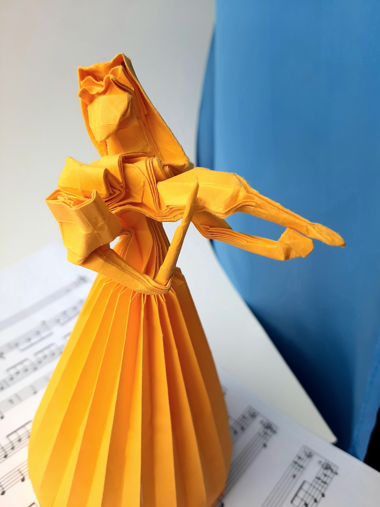 Origami Violinist Yellow Paper Best Gift | Etsy