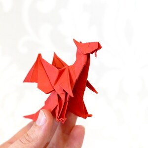 Handmade Red Paper Origami Dragon - Etsy