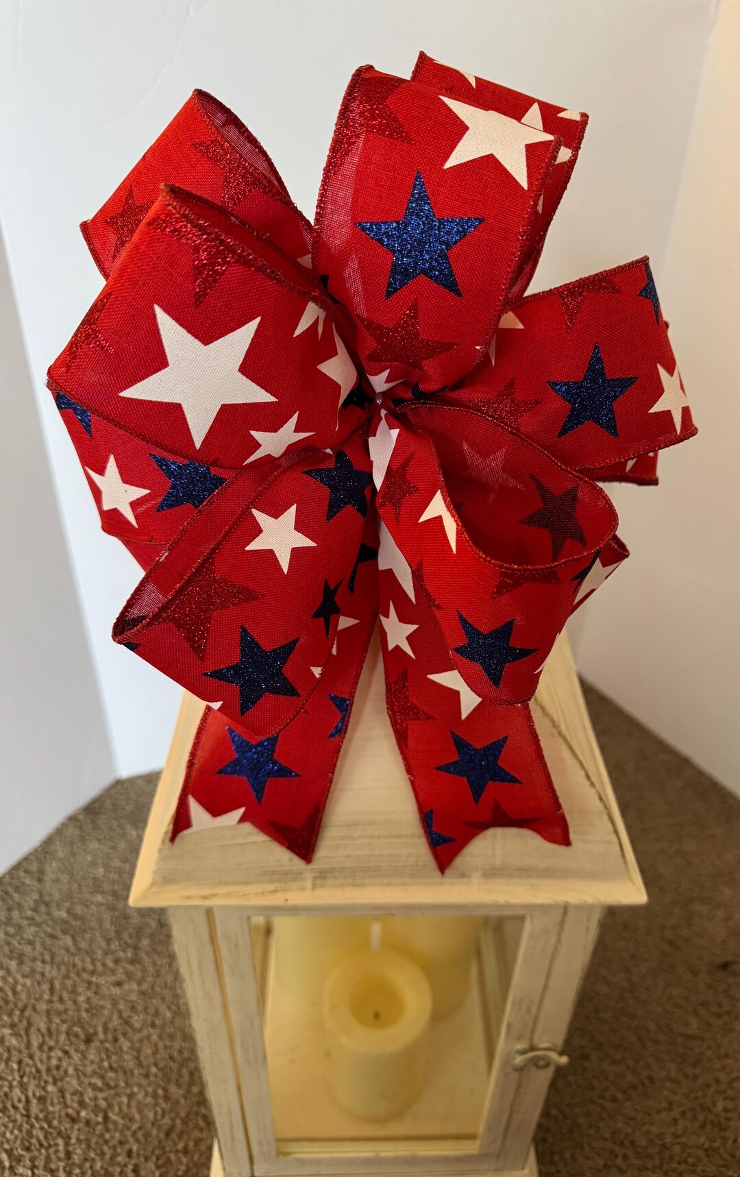 Patriotic Bow, Wreath Bow, Replacement Bow, Lantern Bow, Swag Bow ...