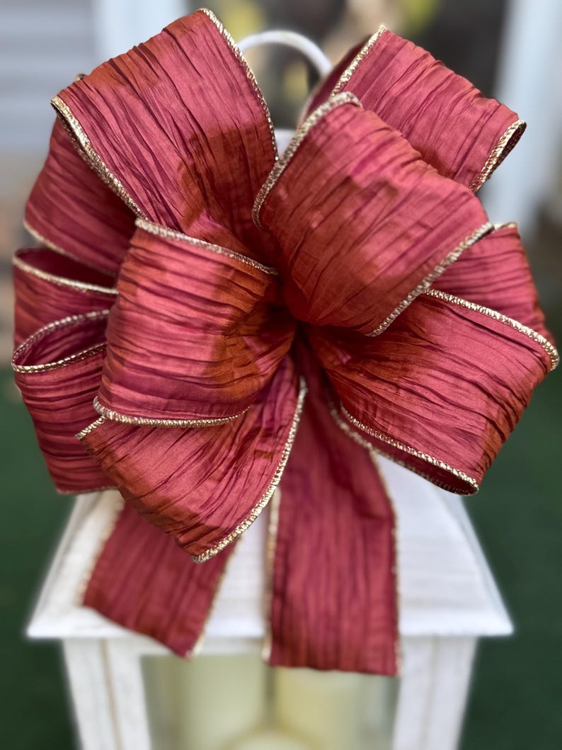 Rustic Bow, Wreath Bow, Large Bow, 10.5” Bow, Bow With Tails, Rust Bow ...