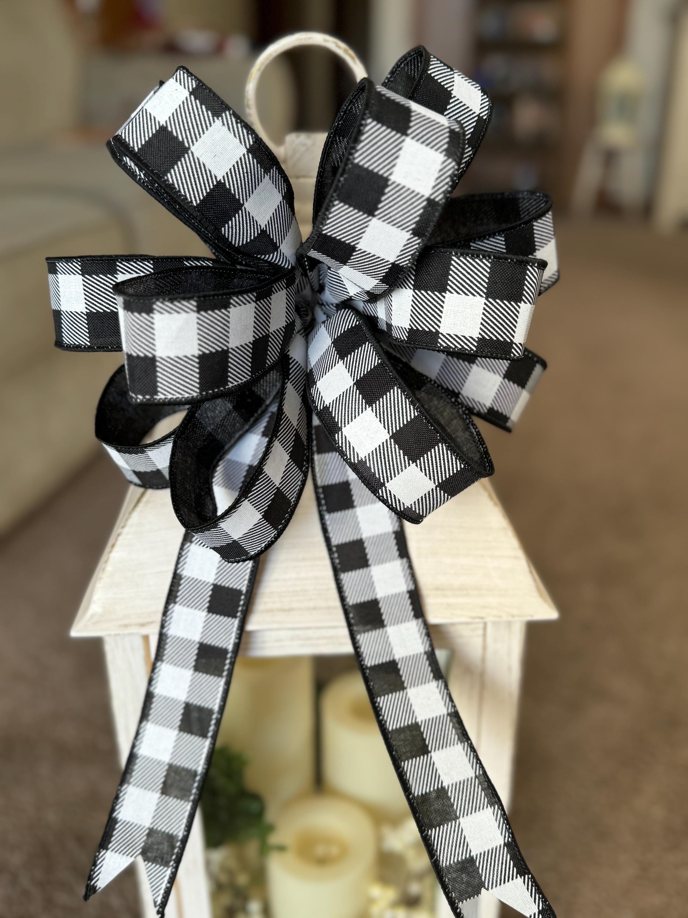 Farmhouse Bow, Buffalo Check Bow, Large Wreath Bow, Handmade Bow, Swag ...