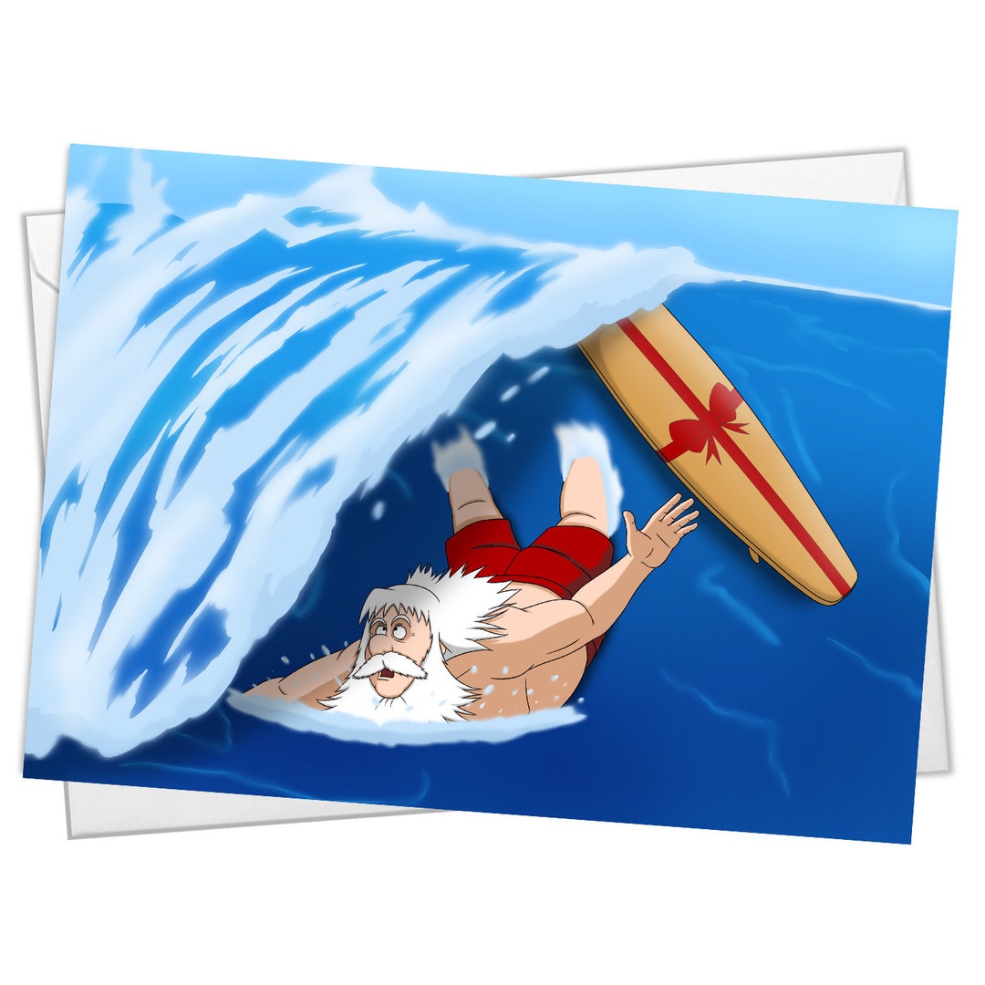 Santa's Wipeout Card, Blank Christmas Cards, (A5) Landscape Orientation ...