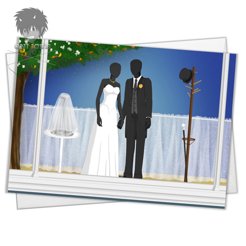 Wedding Window Couple A Card, Blank Greeting Cards, (A5) Landscape ...