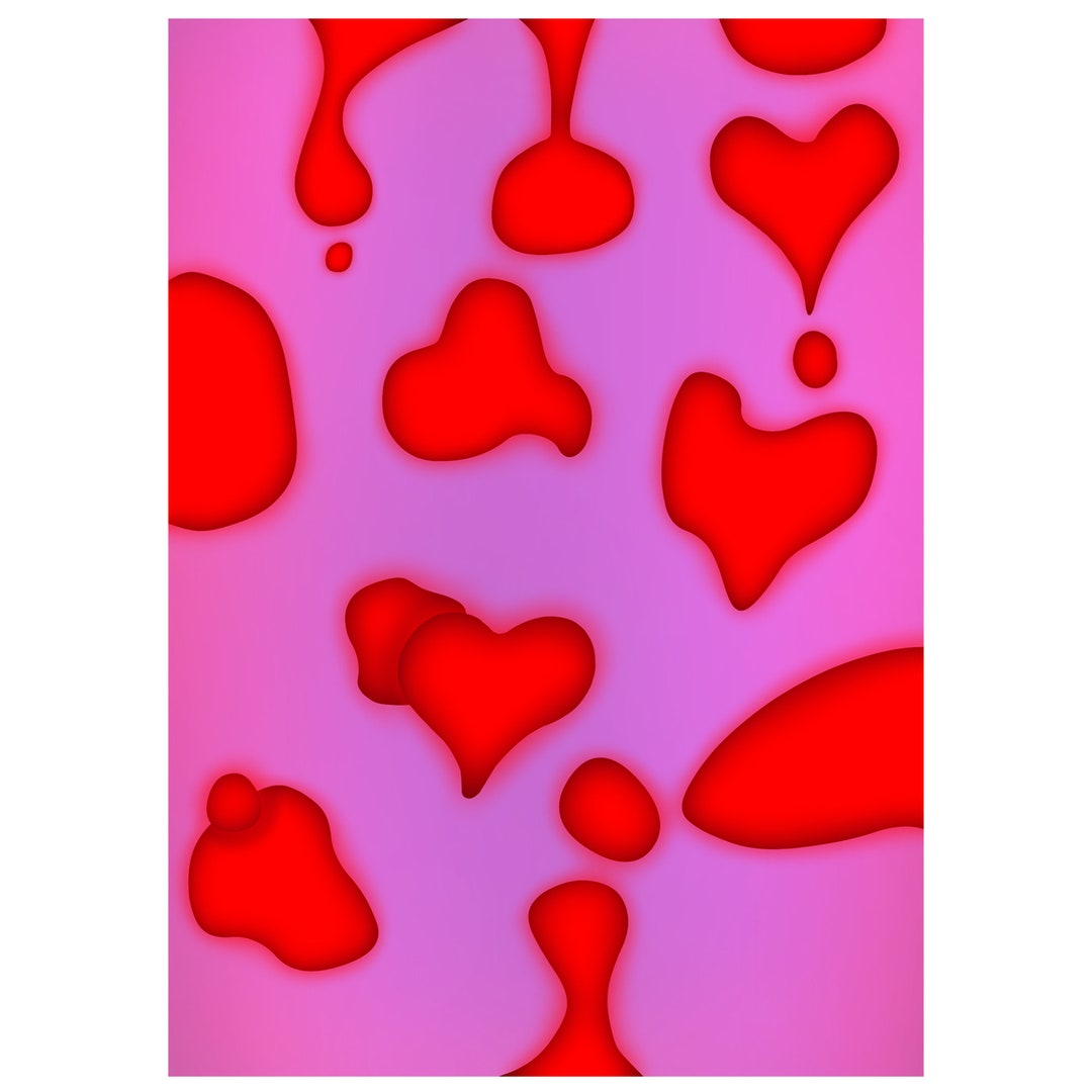 Floating Hearts Original Artwork, A3 and A4, Digital Artwork, Digital ...
