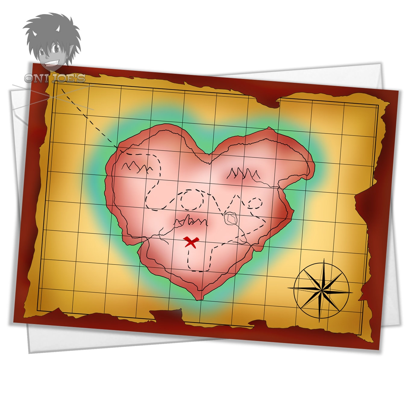 Treasure Map Card, Message Greeting Cards, (A5) Landscape Orientation ...