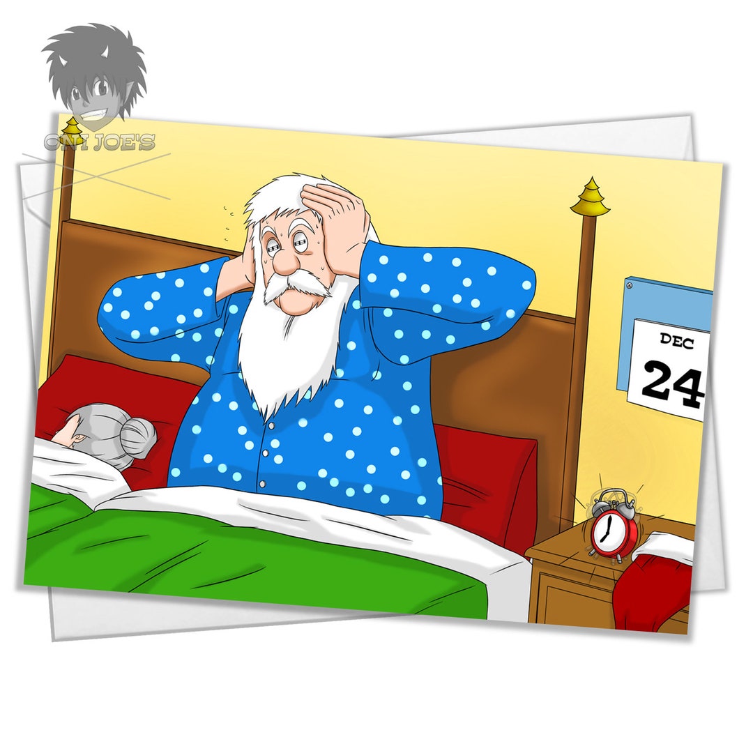 Santa's Waking up Card, Blank Christmas Cards, (A5) Landscape ...