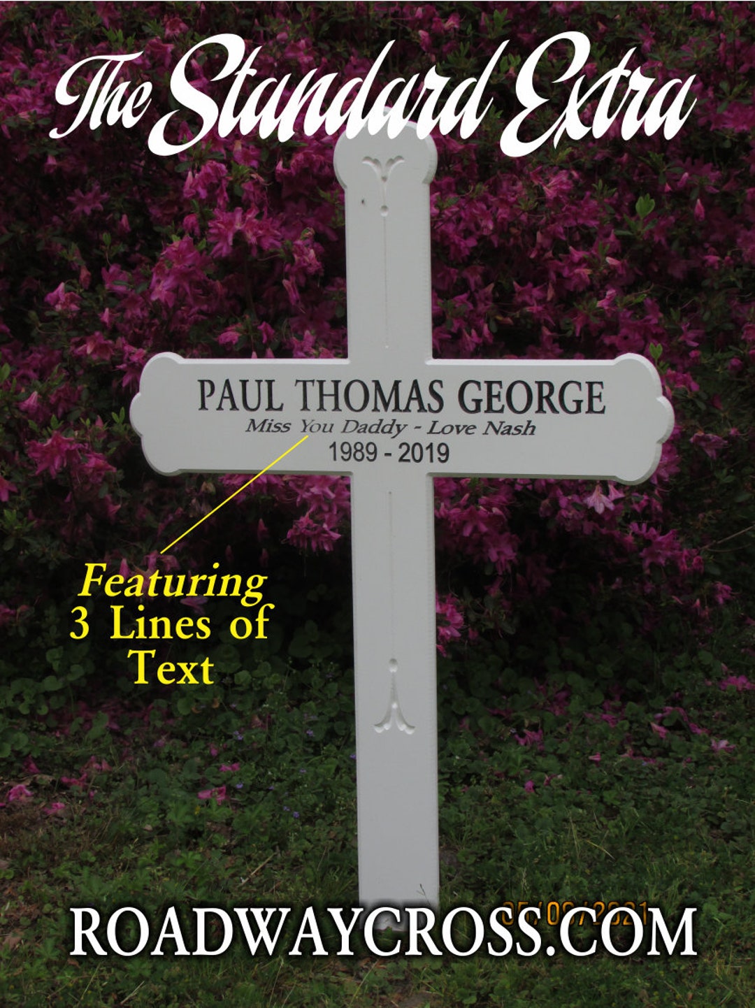 The Standard Extra Memorial Cross With Extra Text Line - Etsy
