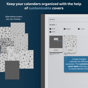 Monthly Calendar for Remarkable Tablets, Eink Templates, Hyperlinked ...