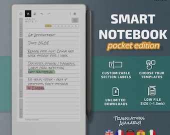 Smart Notebook for Remarkable Paper Pro Move Tablets, Eink Templates ...