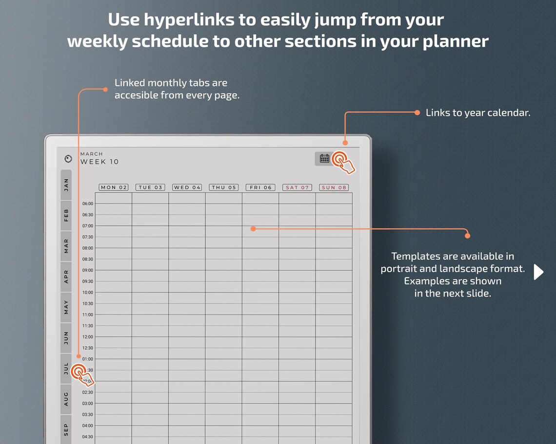 Weekly Schedule for Paper Pro Tablets, Eink Templates, Hyperlinked PDF ...