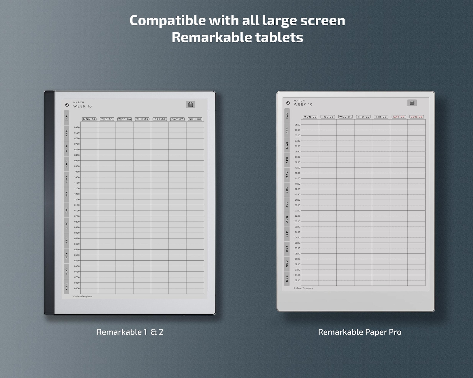 Weekly Schedule for Paper Pro Tablets, Eink Templates, Hyperlinked PDF ...