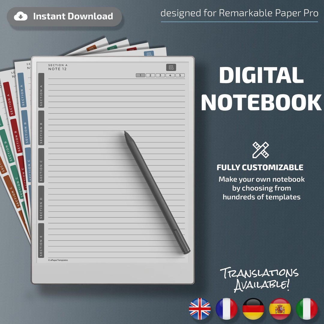 EPaperTemplates Caderno digital para tablets Remarkable Paper Pro ...