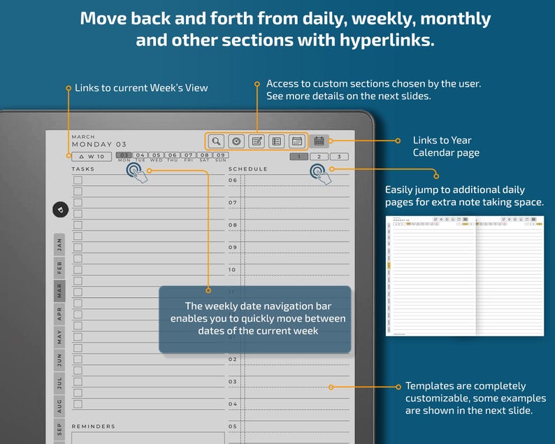 Daily Planner for Kindle Scribe Tablets, Eink Templates, Hyperlinked ...