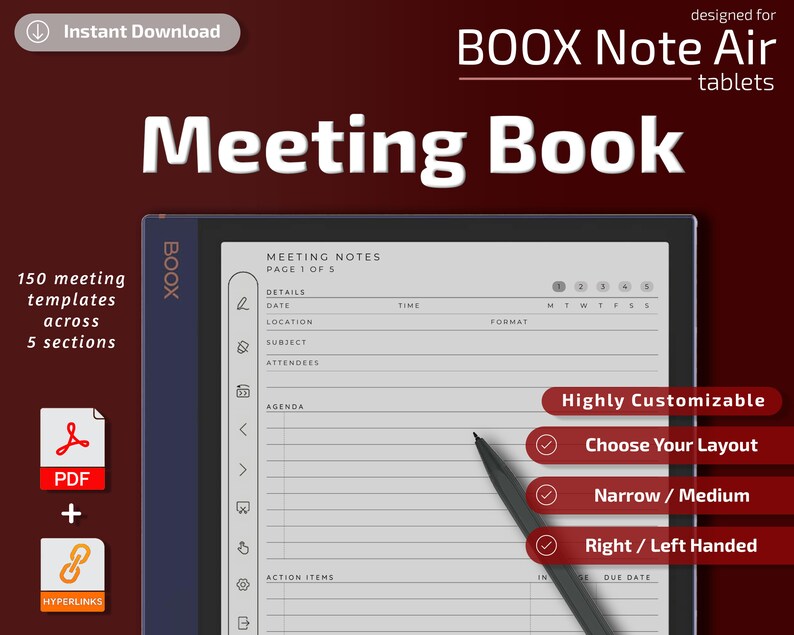 BOOX Note Air Templates Meeting Book Instant Download - Etsy UK