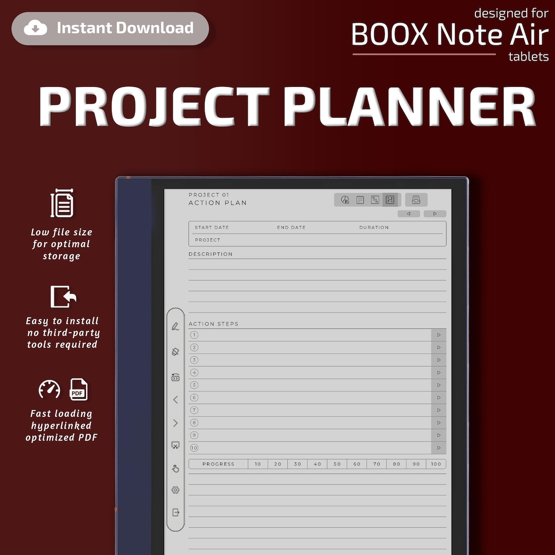 Epapertemplates Project Planner for Boox Note Air Tablets, Project ...