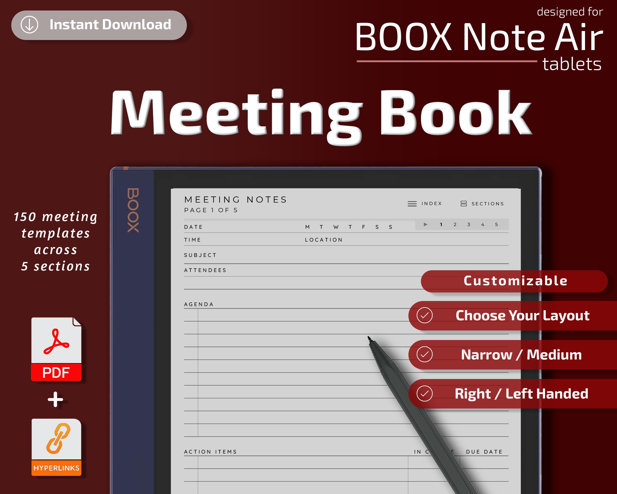 BOOX Note Air Templates Meeting Book Instant Download - Etsy UK
