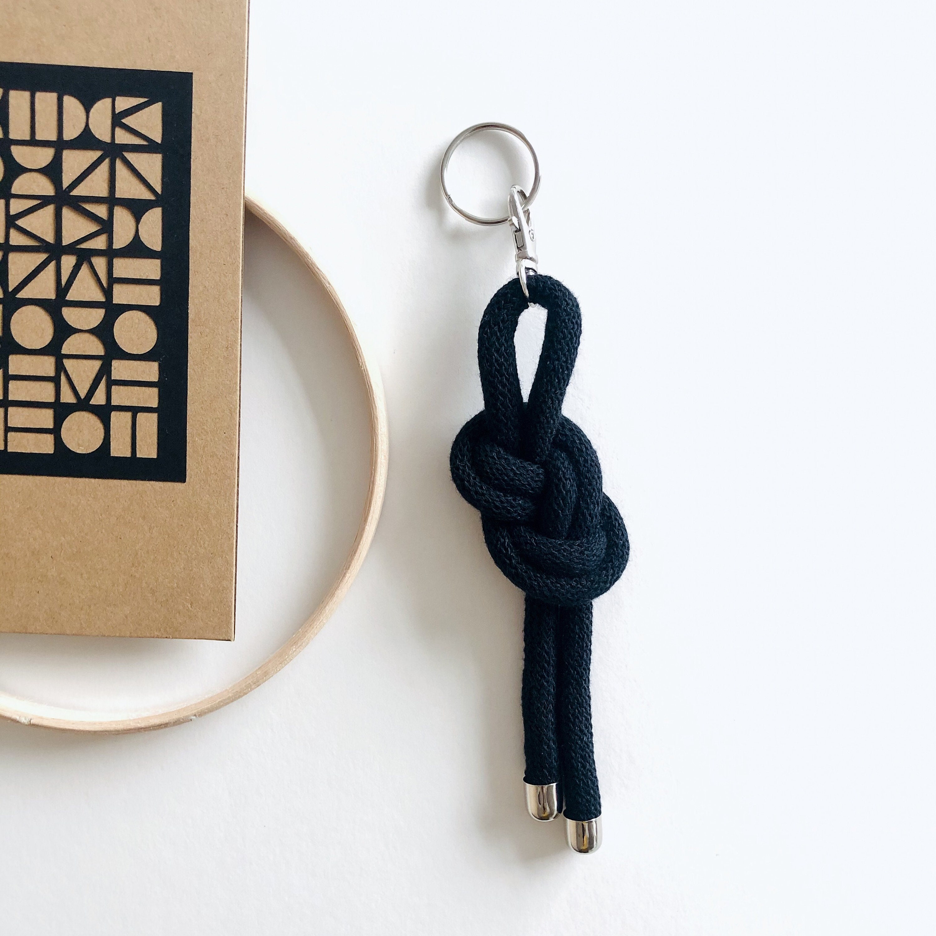Knotted Keyrings Black/ Blue Black Knotted Bag Charm - Etsy