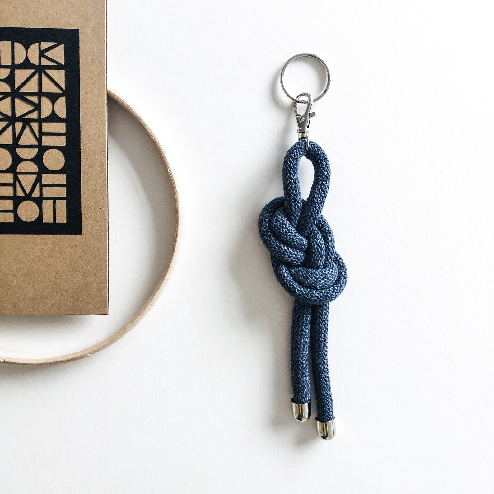 Knotted Keyrings Black/ Blue Black Knotted Bag Charm - Etsy
