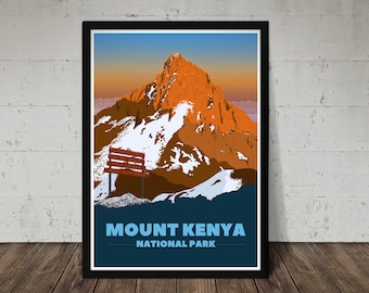 Mount Kenya Print Mountain Poster Gift for Hiker Climber | Etsy