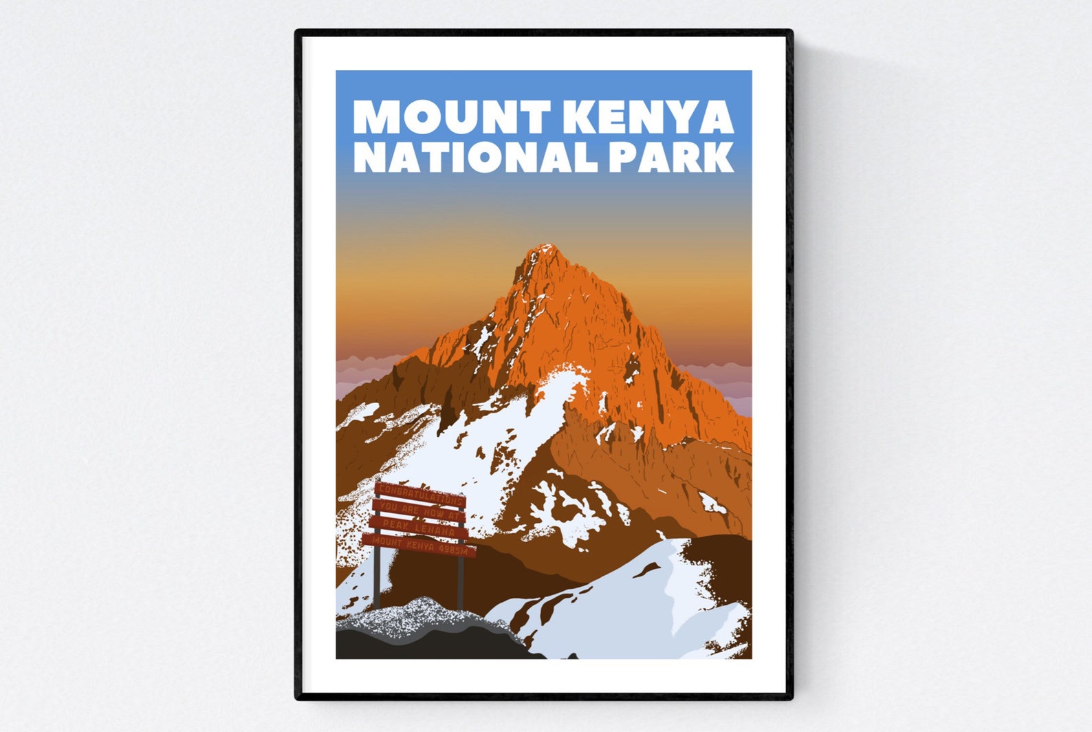 Mount Kenya Print Mountain Poster Gift for Hiker Climber | Etsy