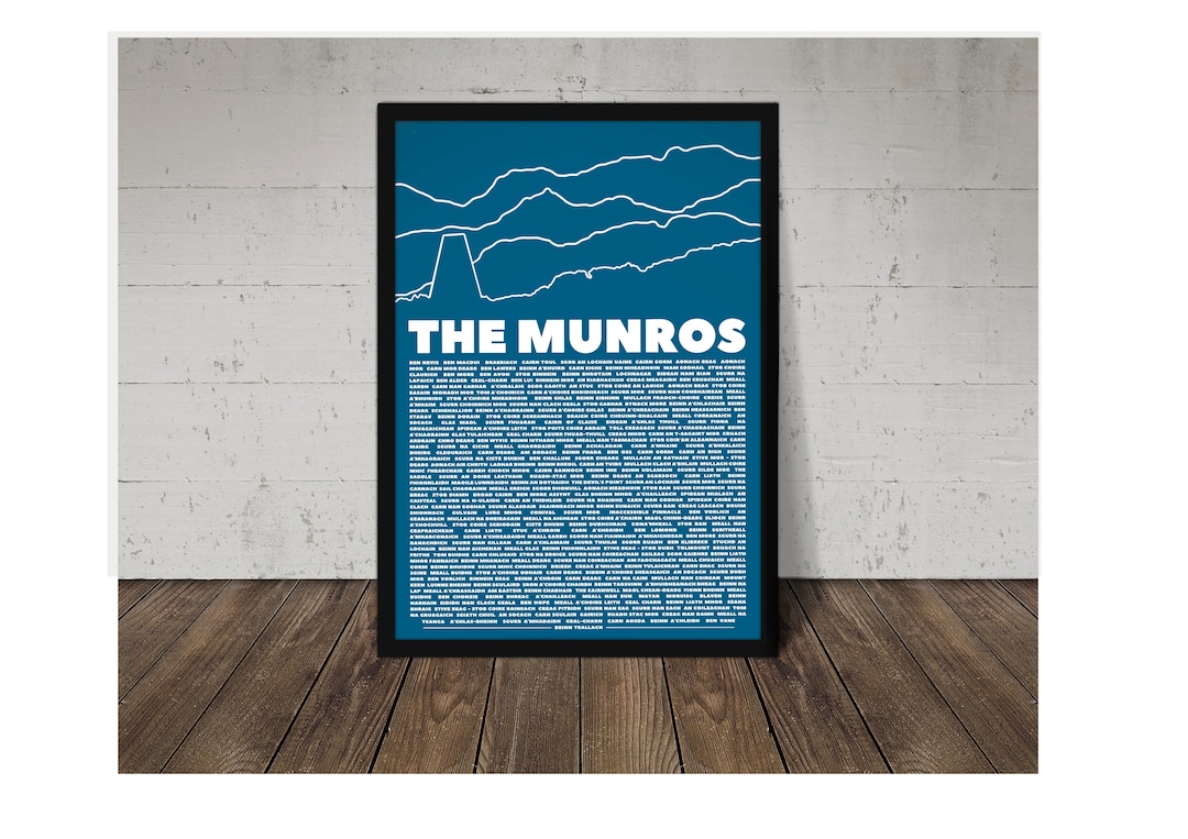 Munros Print Scottish Mountains Colourful Wall Art Poster scotland ...