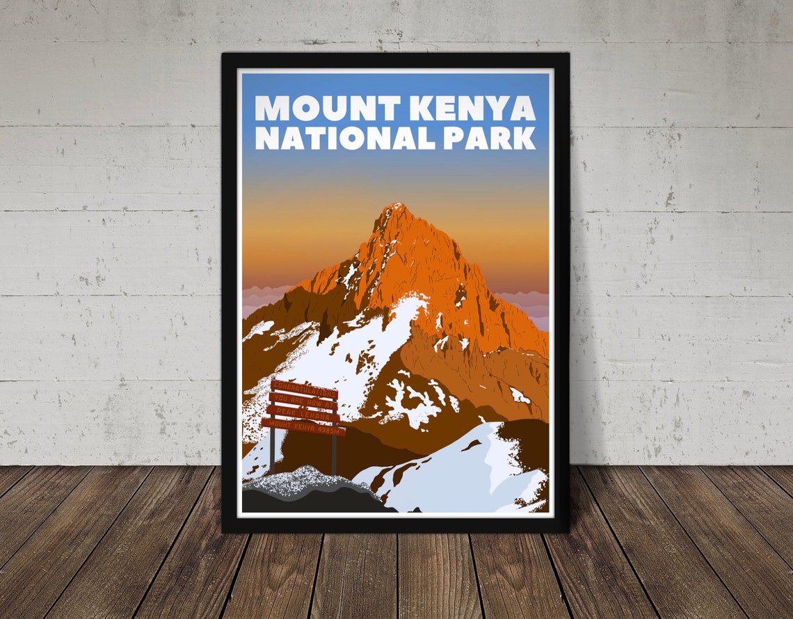 Mount Kenya Print - Mountain Poster - Gift for Hiker, Climber ...