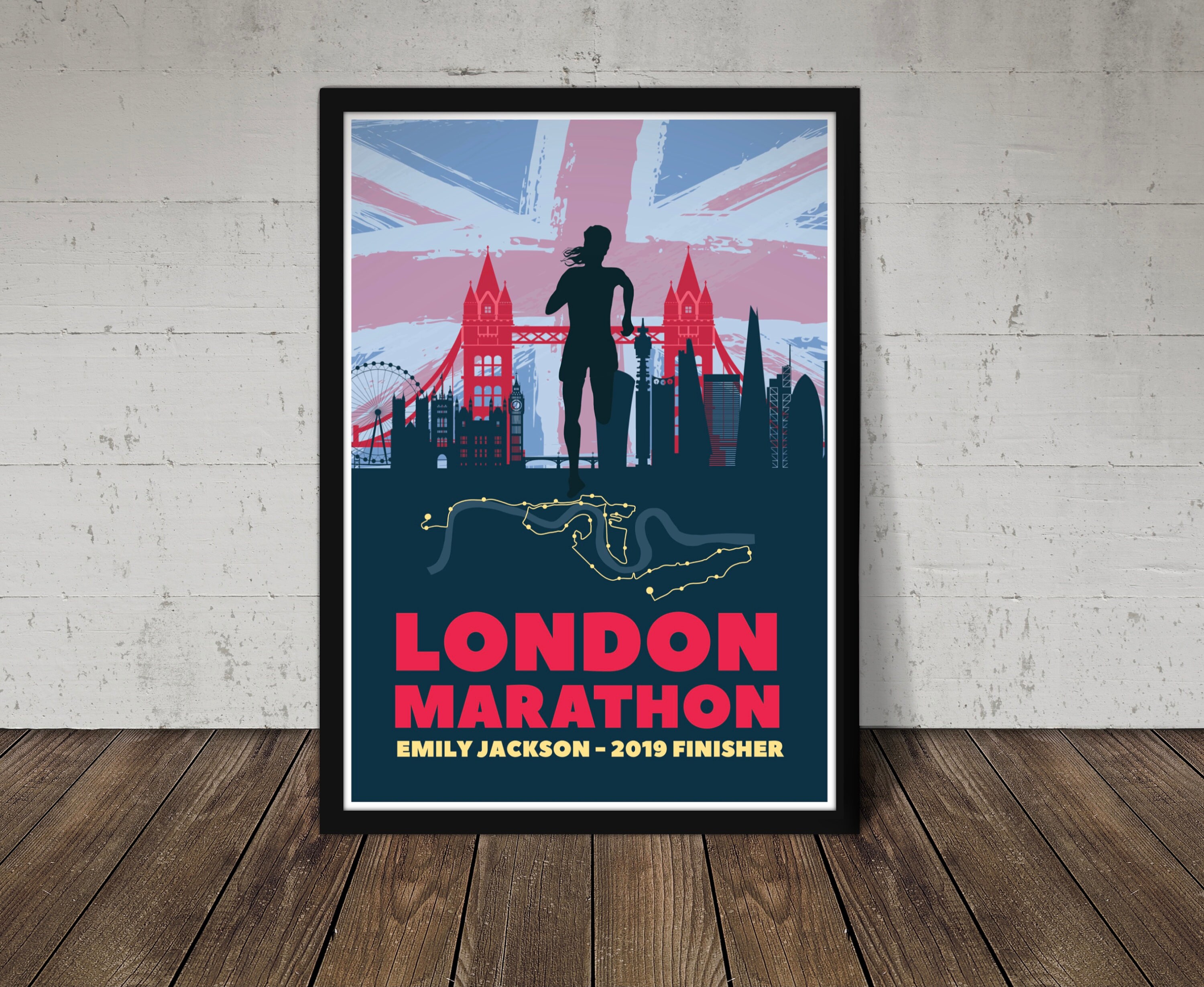 Personalised London Marathon Print gift for Marathon Runner | Etsy