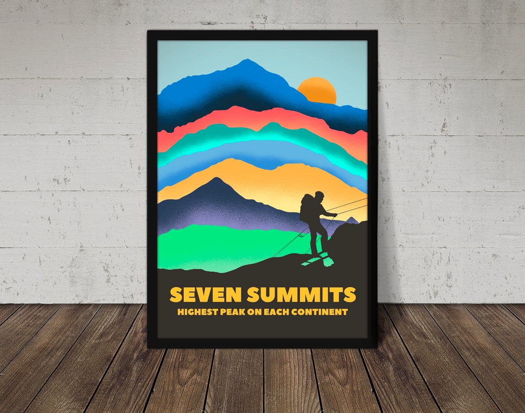 Seven Summits Print - Wall Art for Climbers, Mountaineers, Hikers ...