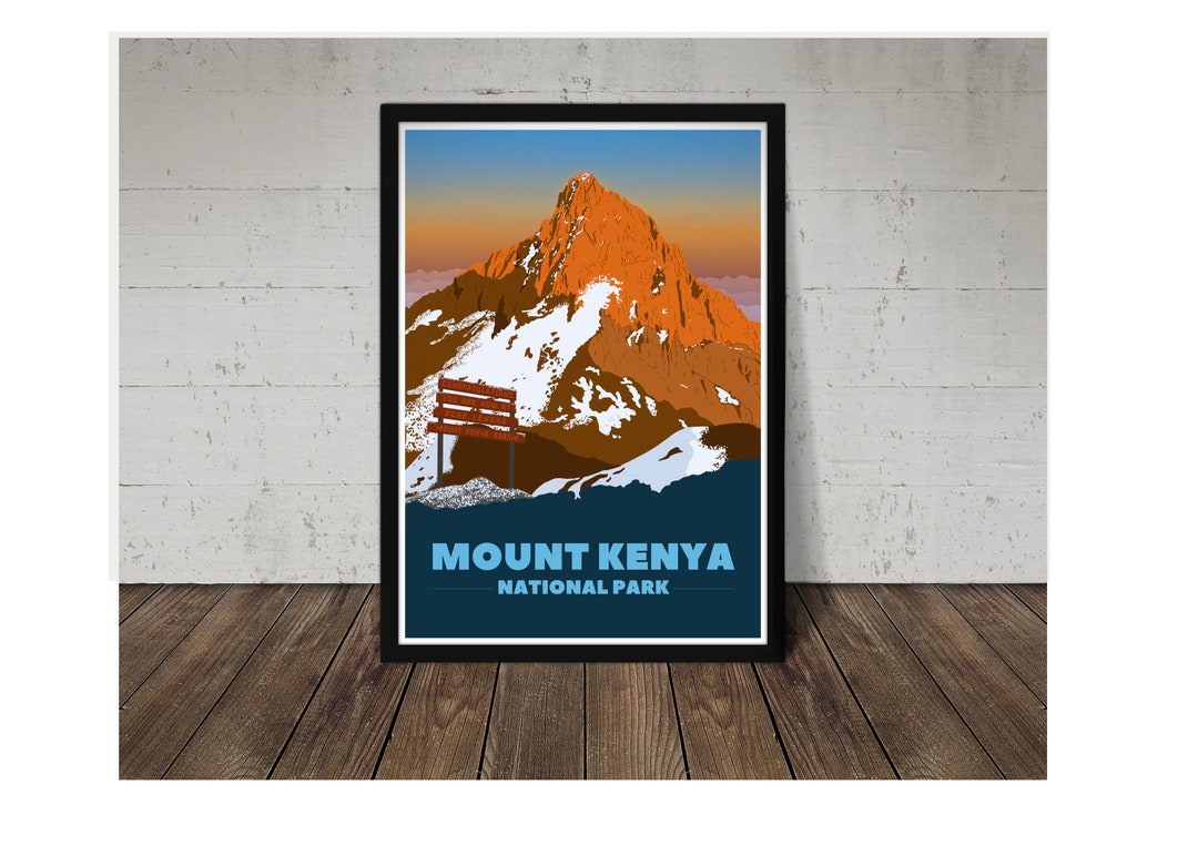 Mount Kenya Print - Mountain Poster - Gift for Hiker, Climber ...
