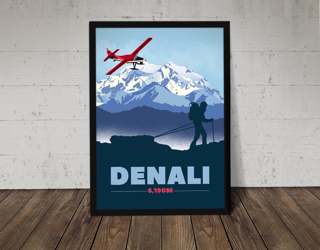 Denali Print, Mt Mckinley Adventure Art. Mountain Poster. Gift for ...