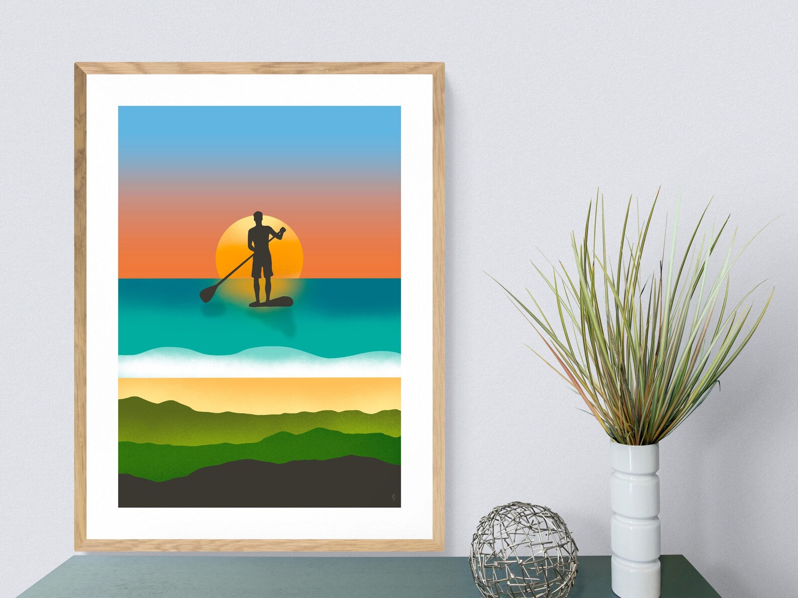 SUP Print Sunset Stand up Paddle Board Wall Art Colourful - Etsy
