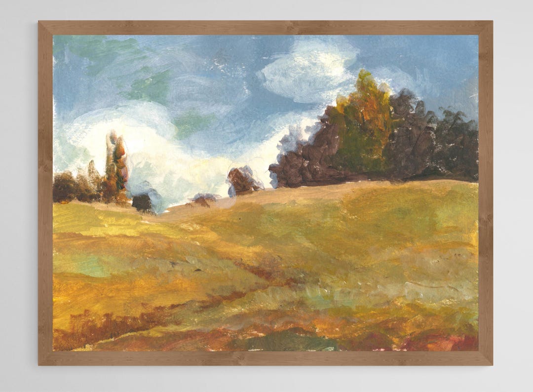 Landscape Neutral Terracotta Olive Painting Art Hill Digital Download ...
