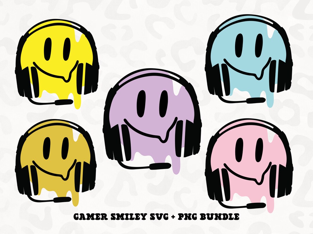Gamer Smiley Bundle Gamer SVG Gamer PNG Headset Smiley gamelife Gamer ...