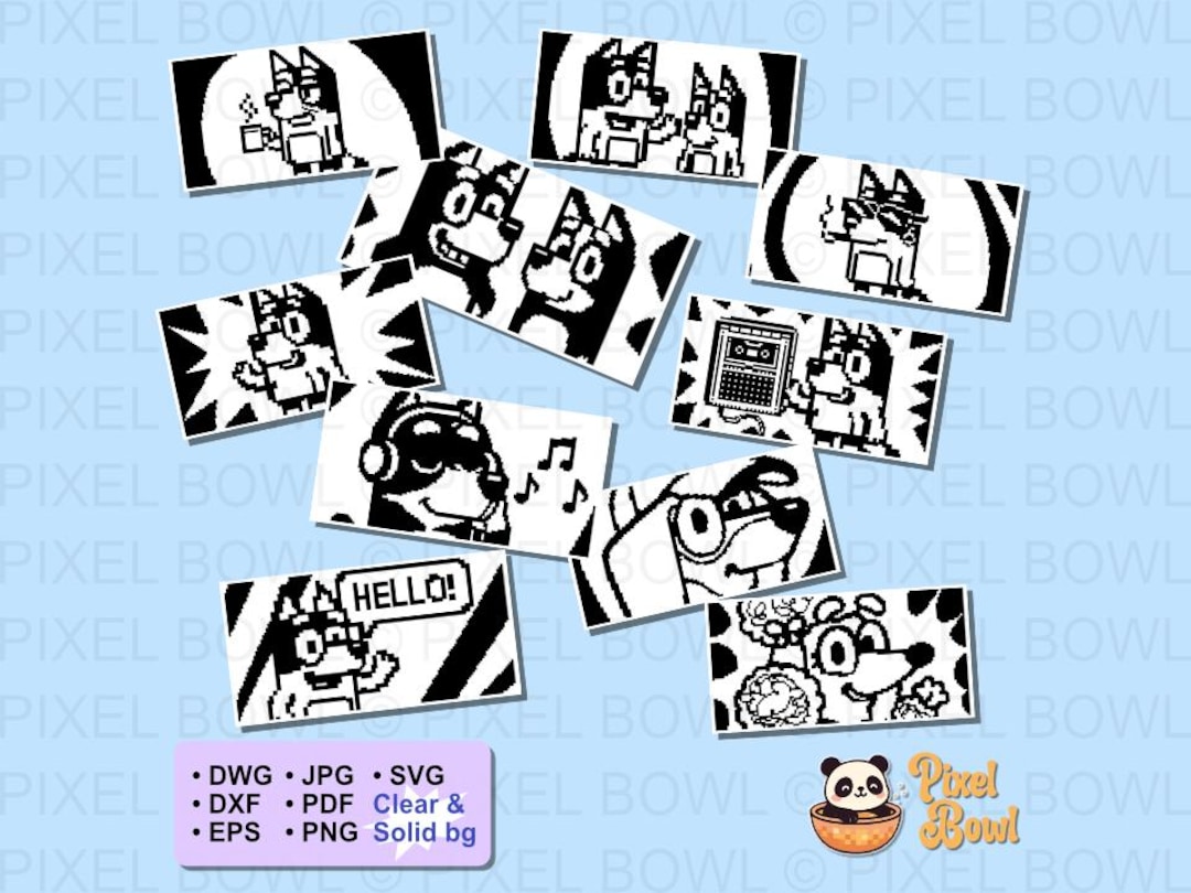 Bluey Pixel Art Pack, SVG, PNG, Canva, Sublimation, Bluey Pixel, Bluey ...