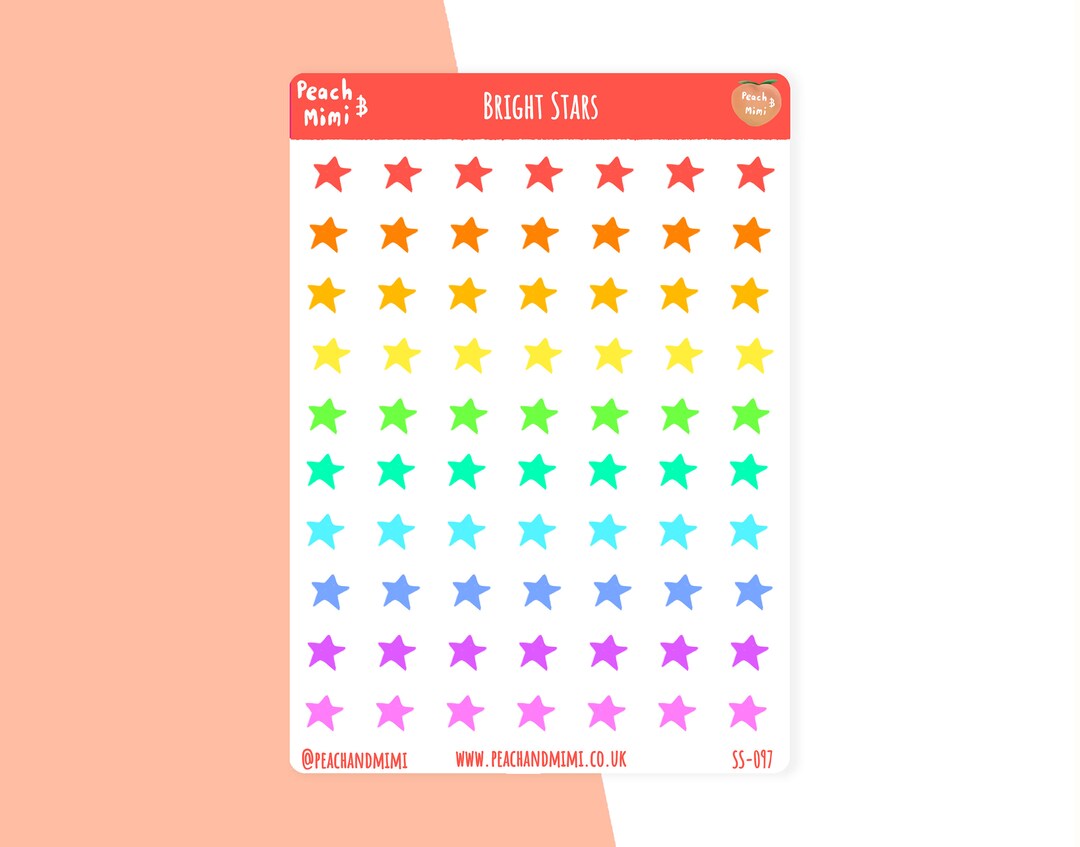 Rainbow Stars Planner Sticker Sheet, Rainbow Planner Stickers, Star ...