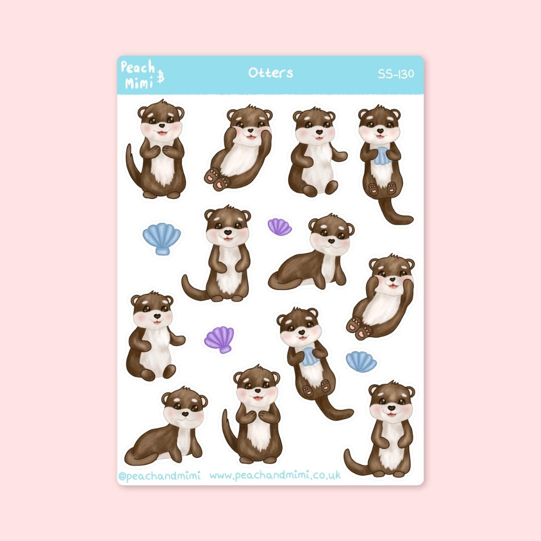 Ollie the Otter Sticker Sheet, Cute Otter Planner Stickers, Ollie the ...