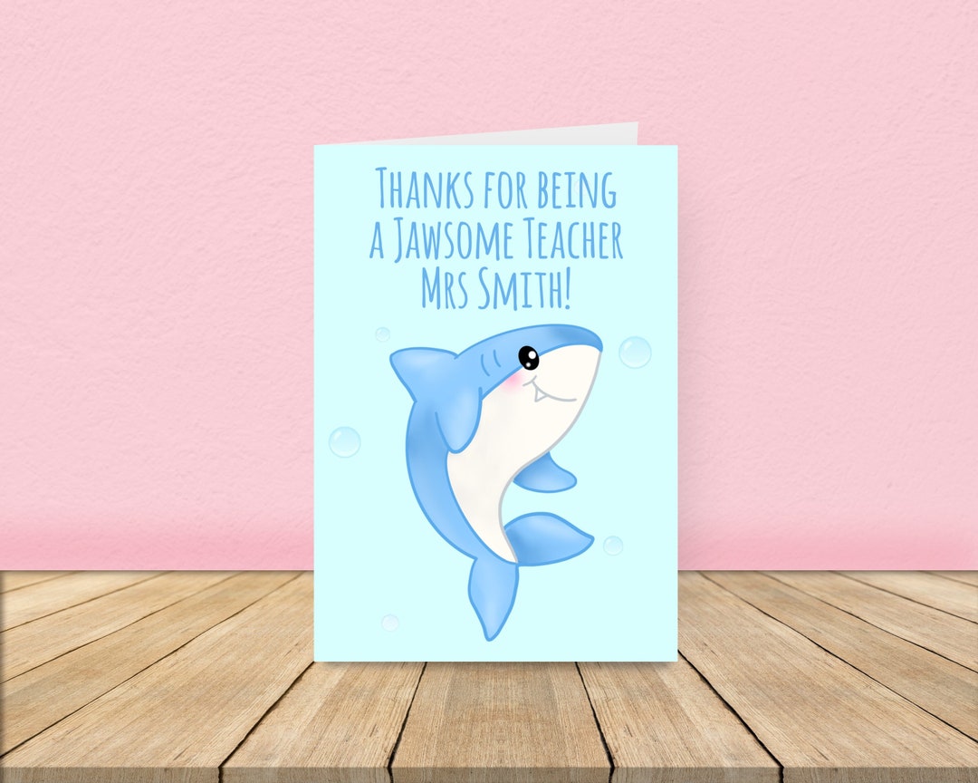 Shark Thank You Teacher Card, Thank You Teacher Card, Thank You for ...