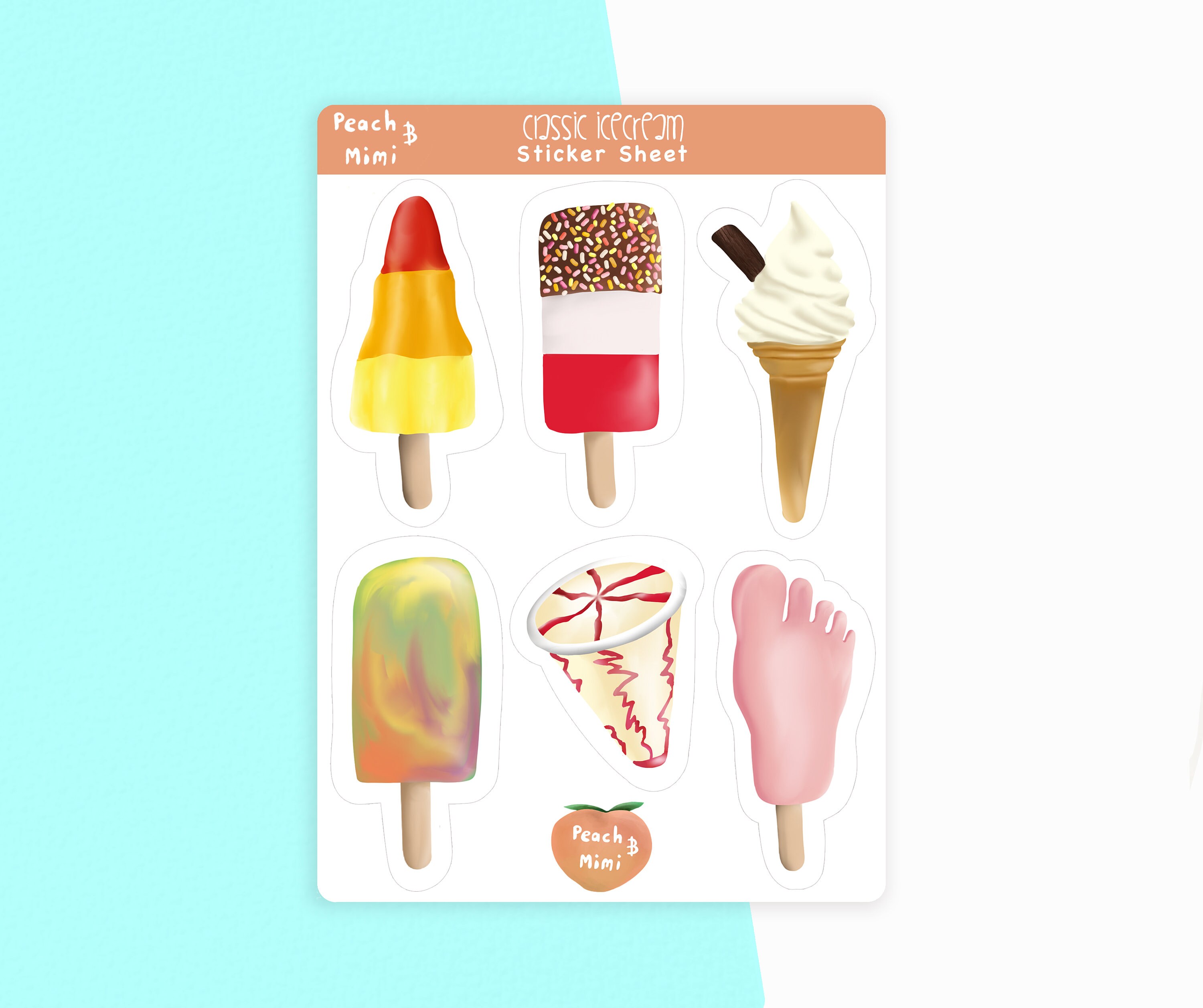 Ice Cream and Lollies Sticker Sheet Retro Ice Cream Stickers - Etsy UK
