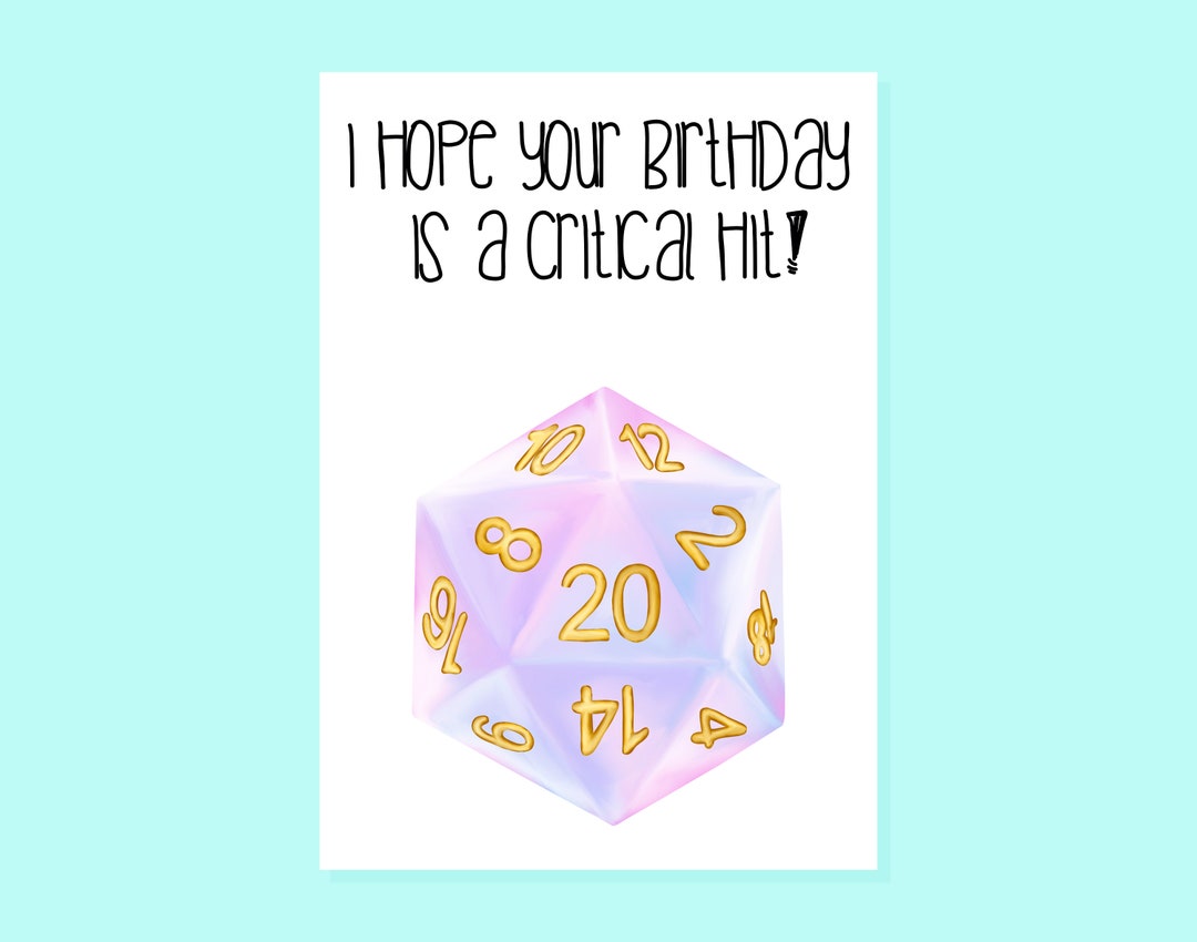 Dungeons and Dragons Card, DD Birthday Card, Critical Hit Birthday Card ...