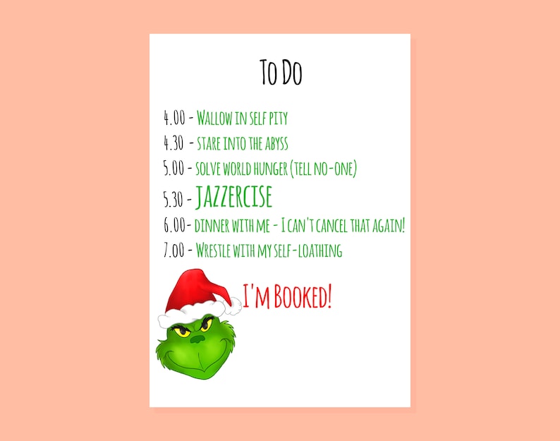Grinch to Do List Card Grinch Inspired Christmas Card the | Etsy UK