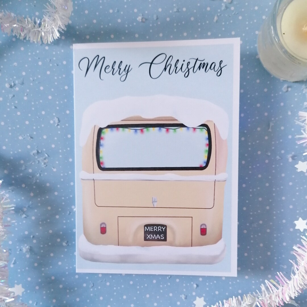 Vintage Campervan Christmas Card, 4 Colour Options, VW Campervan Card ...
